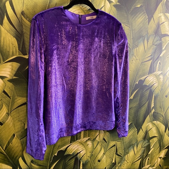 Tibi | Tops | Sparkly Purple Velvet Tibi Top With Shoulder Pads | Poshmark